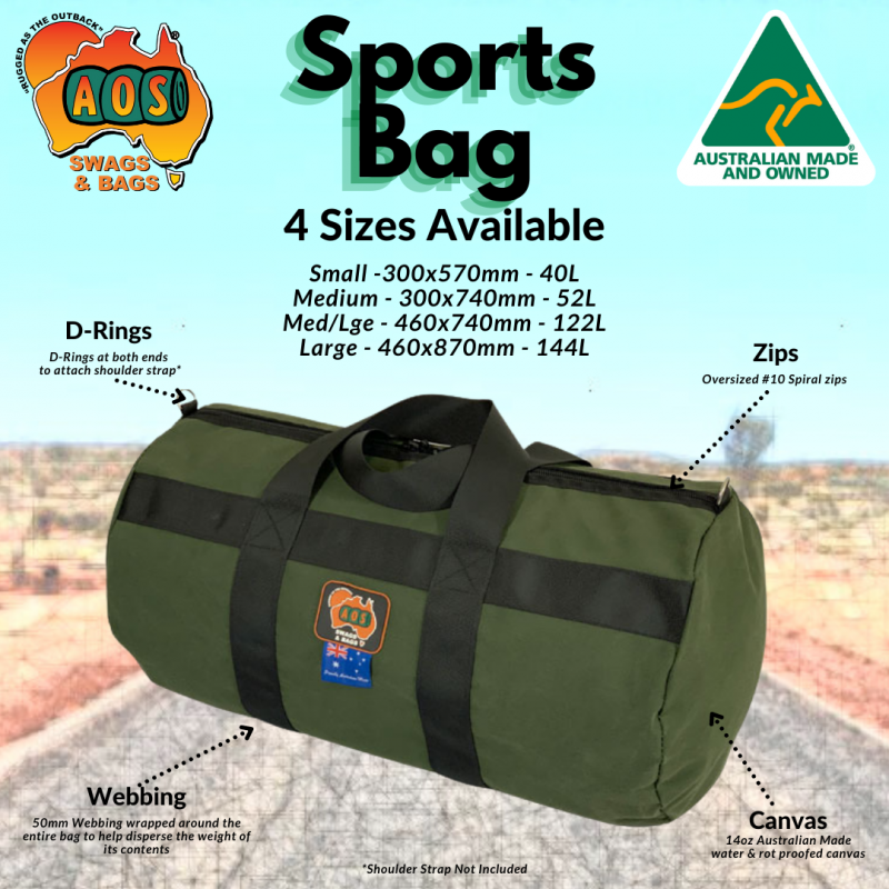 AOS Australian Made Standard Medium Sports Bag - 300 X 740 - 52L ...