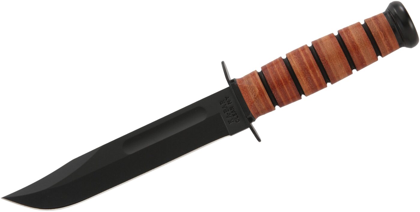 KA-BAR 1220 US Army Fighting Knife 7" Plain Blade, Leather Handles ...