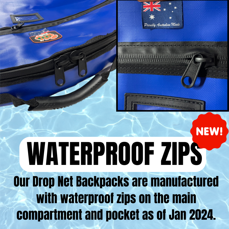 AOS MARINE DROP NET BACKPACK MARRON & CRAB NET BAG, WATERPROOF ZIPS - 2 ...