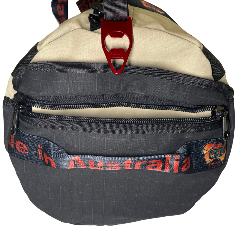 AOS Australian Made Deluxe Coyote Tan/Black Canvas Sports Bag – 3 Sizes ...