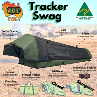 AOS AUSTRALIAN MADE TRADITIONAL STD CANVAS SWAG - Aussie Outback Supplies